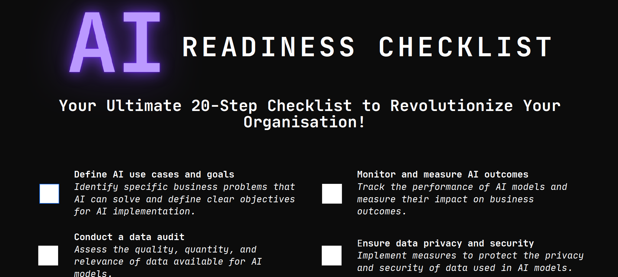 AI Readiness Checklist: Your Ultimate 20-Step Checklist to Revolutionize Your Organisation ...